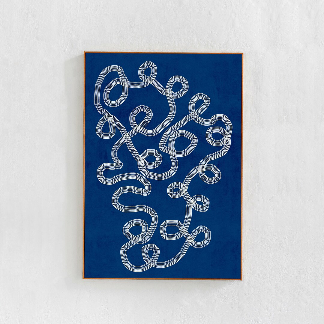 Cobalt Blue Abstract PRINTABLE Wall ART: Modern Scandi Style Line Art ...