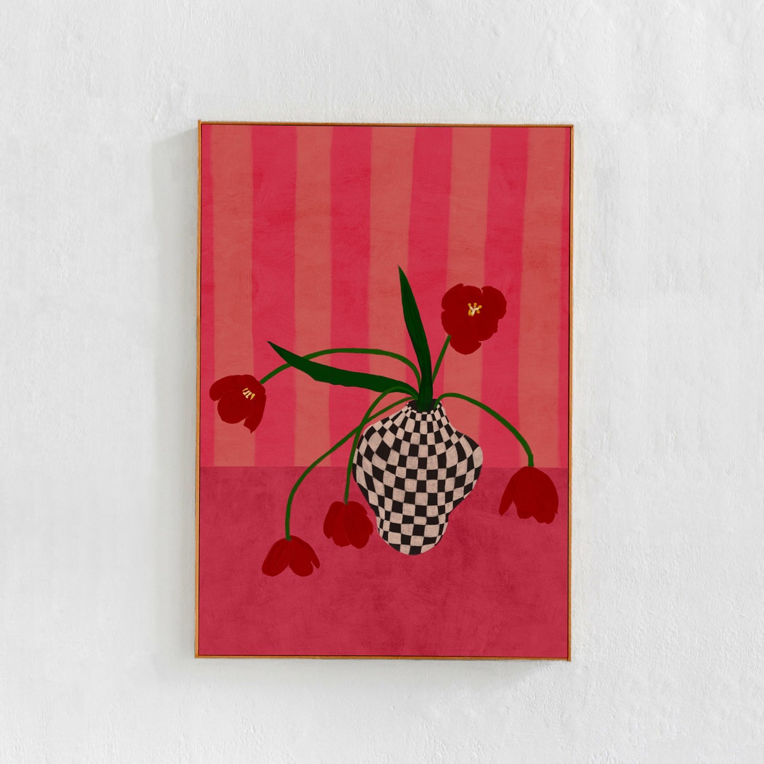 Contemporary, Eclectic Wall Decor in Berry Pink Tones DOWNLOADABLE ART ...