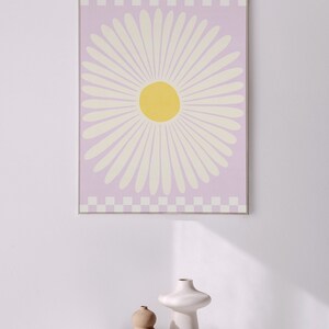 Daisy Poster, Floral Printable Art in Pastel Pink and Yellow ...