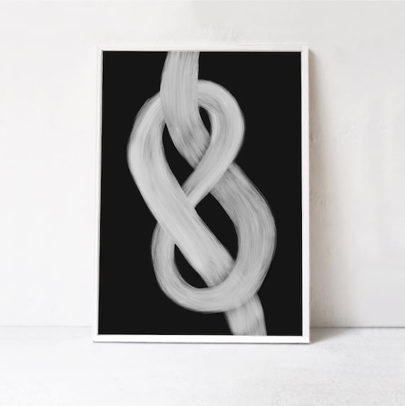 The Knot Artwork Abstract Painting Printable Art: Large Black | Etsy