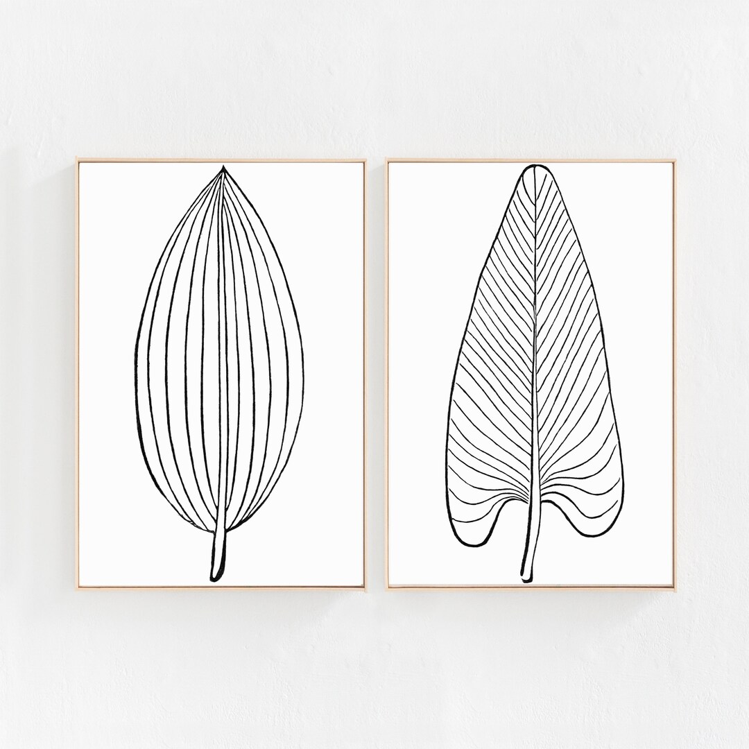 Large Botanical Print Set of 2, Leaf Print Art, Leaf Printable Art ...