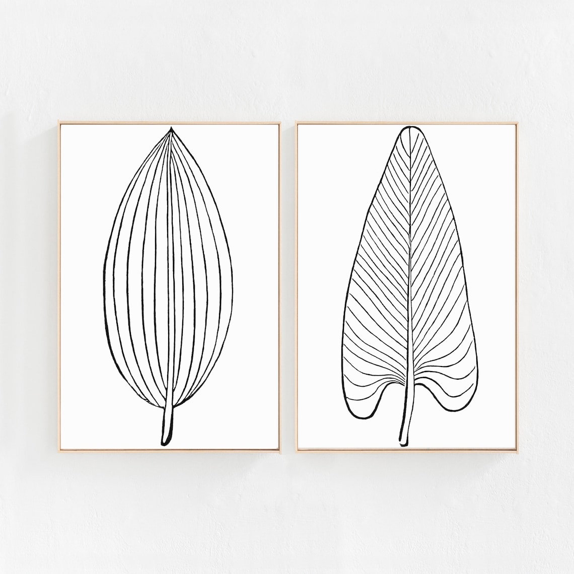 Large Botanical Print Set of 2 Leaf Print Art Leaf Printable - Etsy