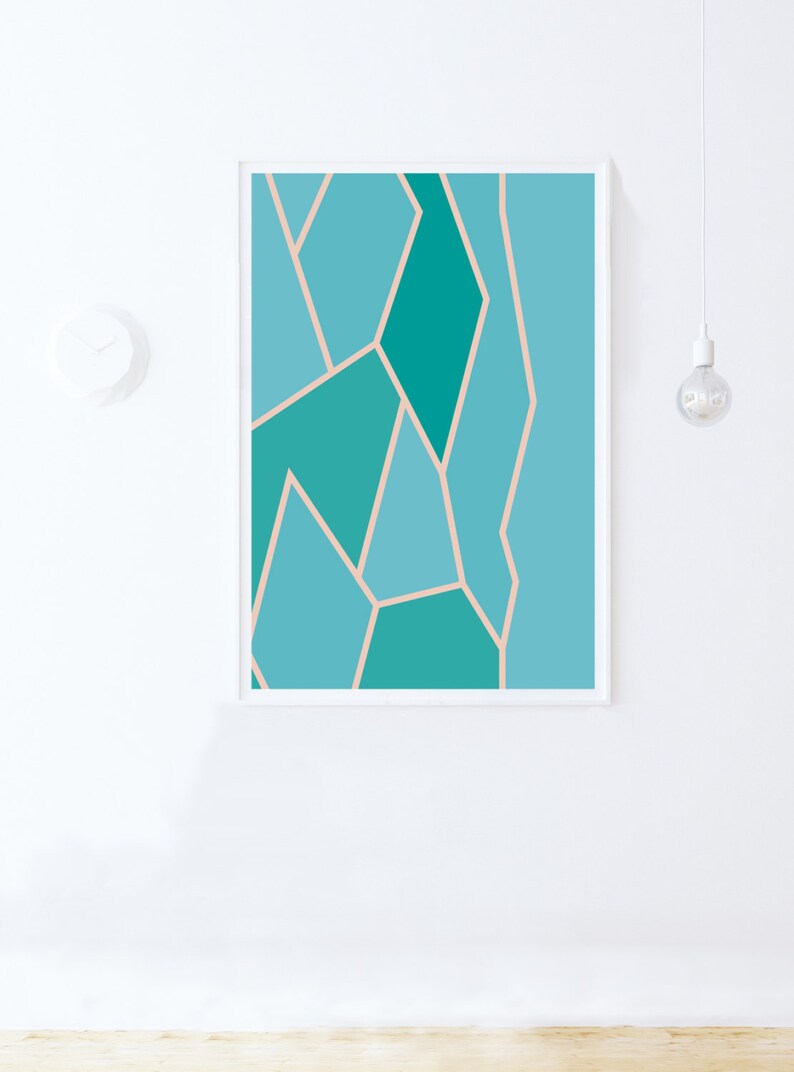 Turquoise Blue Geometric Print Turquoise Art Geometric | Etsy