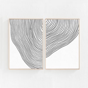Black White Abstract Printable Art Set of 2, Abstract Art Print: Line ...