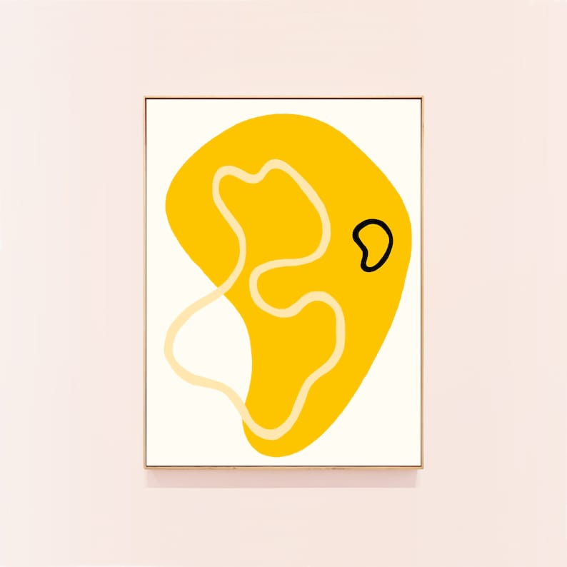 Mid Century Modern Art Print Poster Yellow Abstract Art Print - Etsy