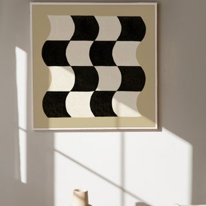 Abstract Checkered Painting Printable Wall Art: Square, Scandi Black ...