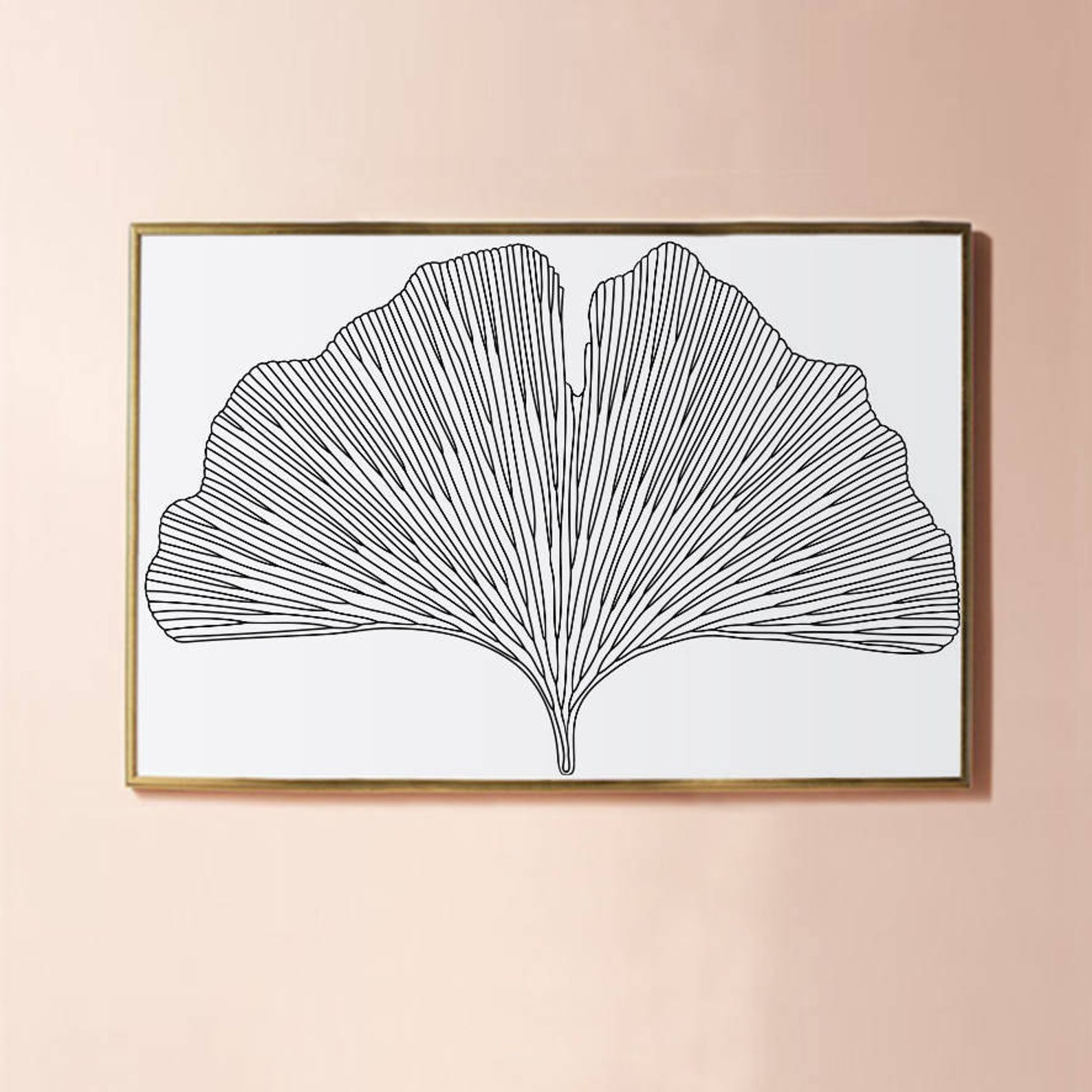 Gingko Print Minimalist Gingko Leaf Art Horizontal Black and - Etsy