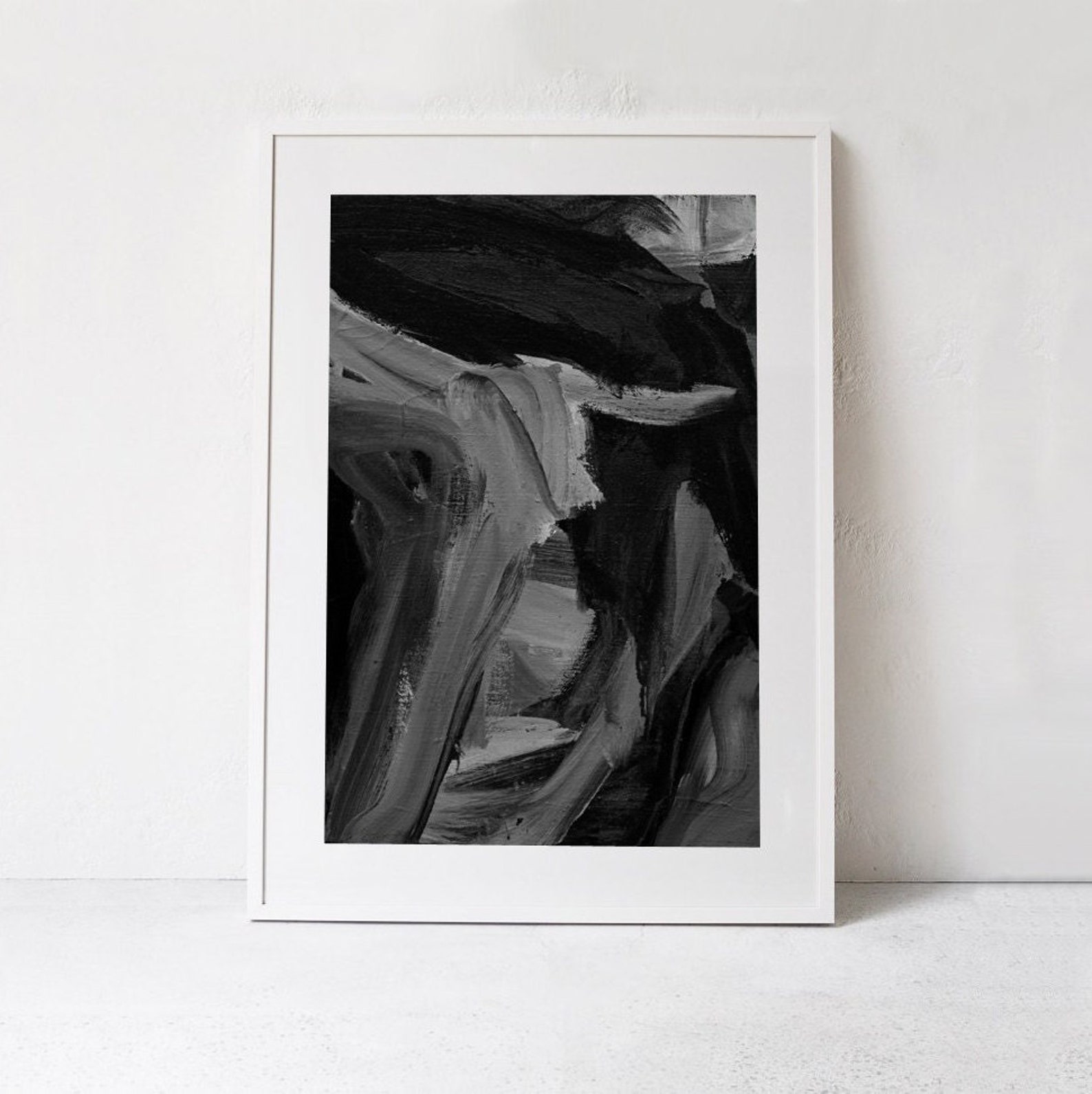 Black Abstract Art, Modern Print DIGITAL DOWNLOAD Art, Black Wall Art ...