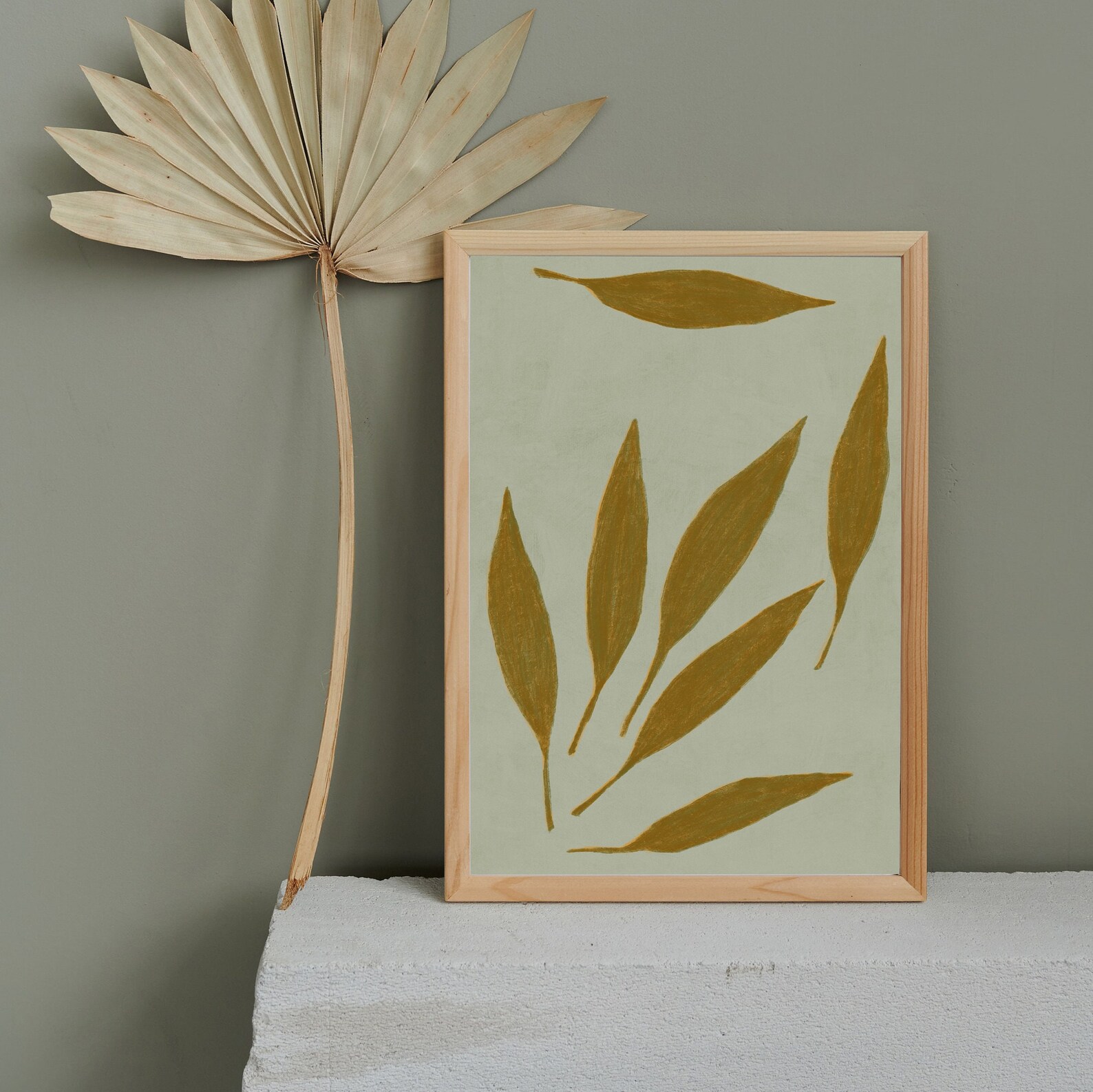 Scandi Poster Printable Art - Sage Green, Ochre Wall Art: Downloadable ...