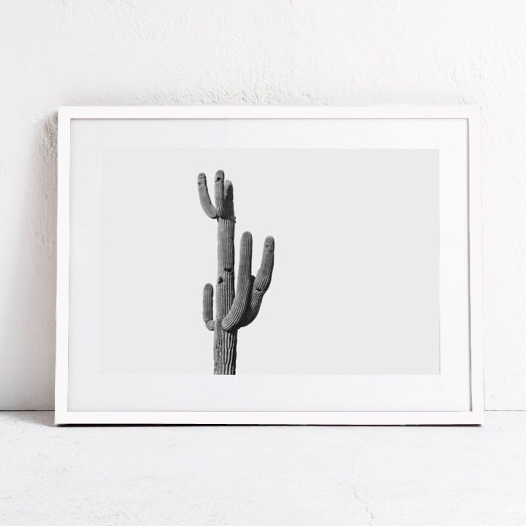 Large Cactus Print Black and White Wall Art Print Minimalist - Etsy