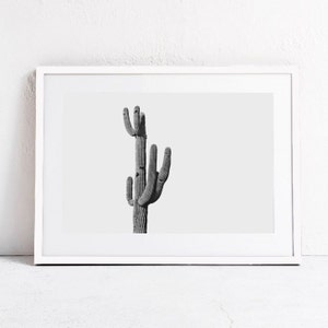 Large Cactus Print Black and White Wall Art Print Minimalist | Etsy