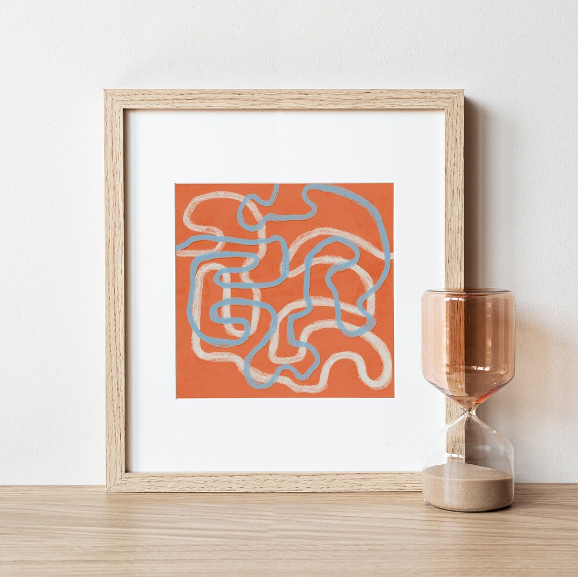 Red and Blue Squiggly Lines Wall Art Printable Abstract - Etsy