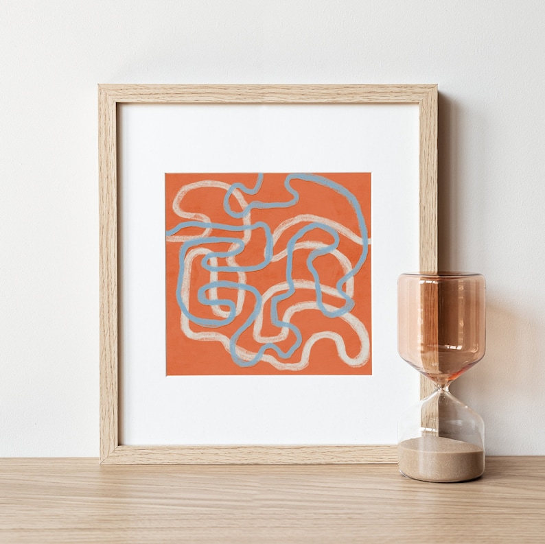 Red and Blue Squiggly Lines Wall Art Printable Abstract - Etsy