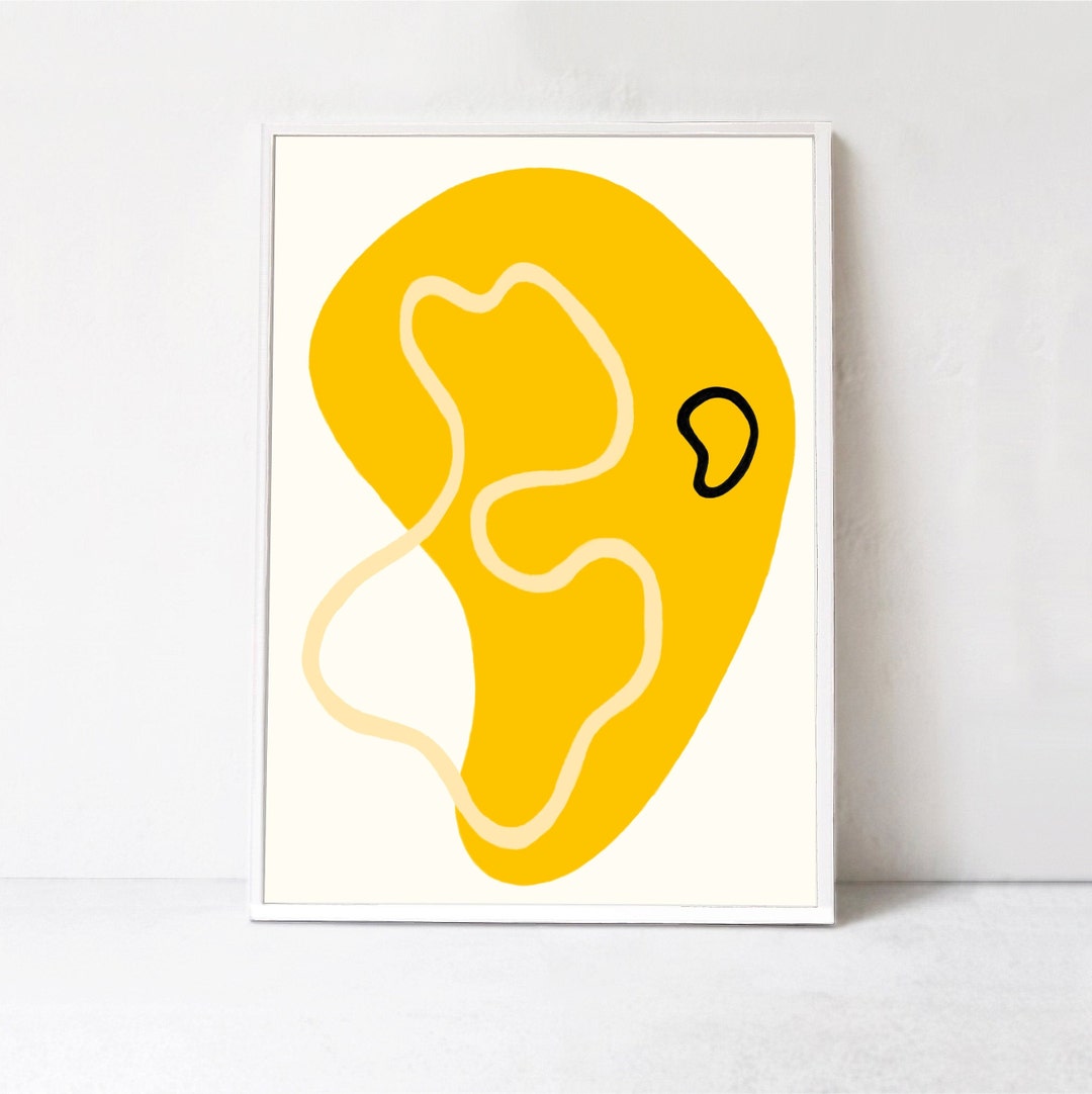 Mid Century Modern Art Print Poster, Yellow Abstract Art Print Wall Art ...