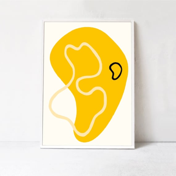 Mid Century Modern Art Print Poster Yellow Abstract Art Print | Etsy