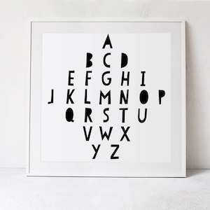 Alphabet Art Square Wall Art Kids Room Black and White - Etsy