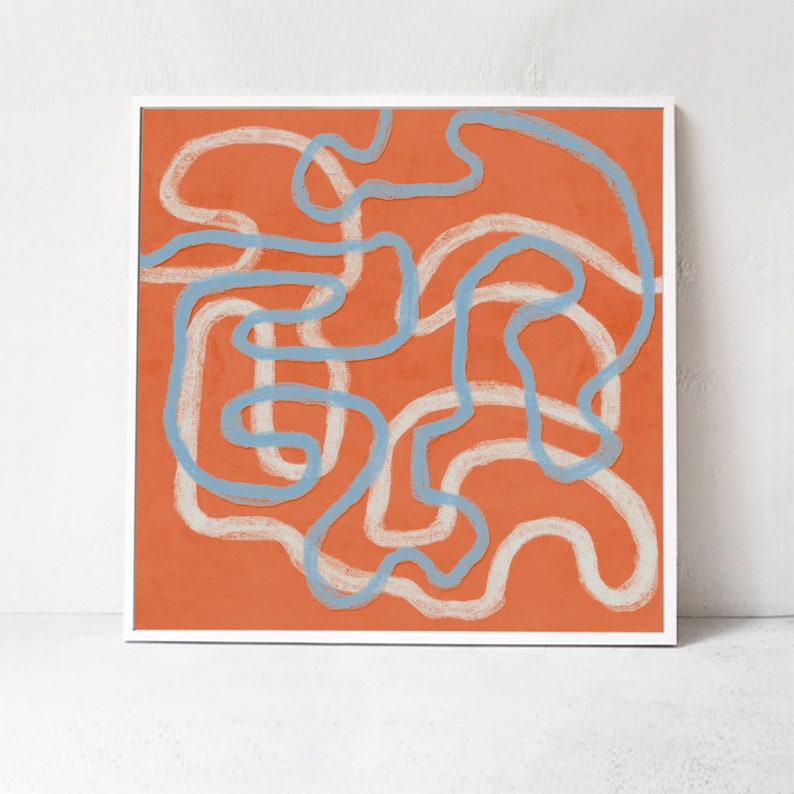 Red and Blue Squiggly Lines Wall Art Printable Abstract - Etsy