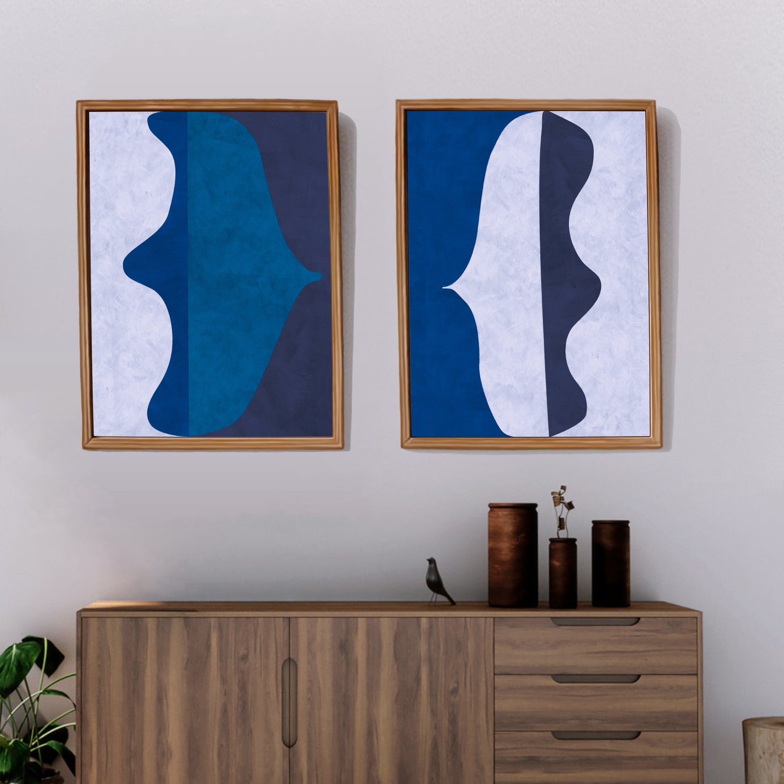Blue Abstract Art Print Set of 2 Blue Modern Art Abstract - Etsy