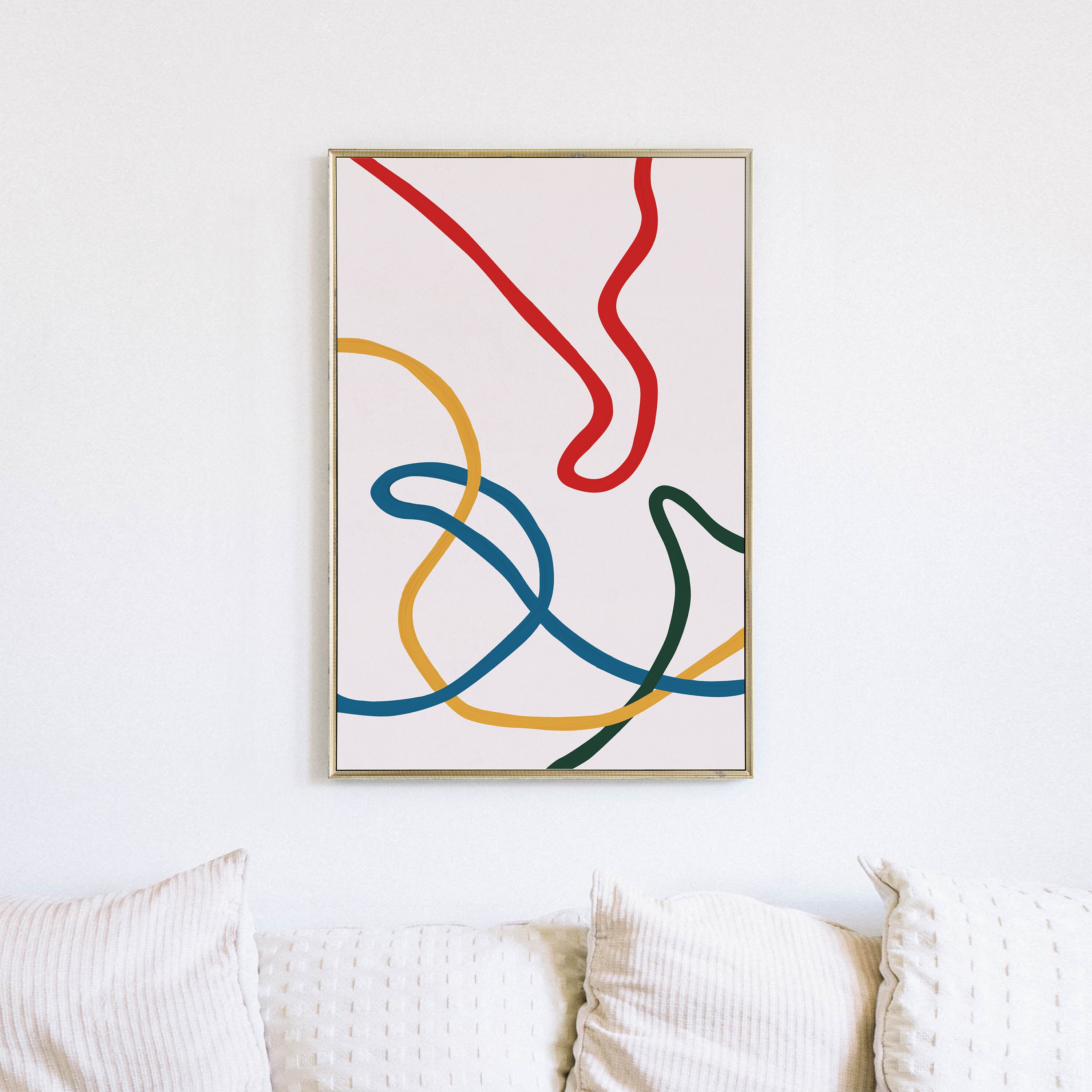 Large Abstract Art Line Art Printable Wall Art Colorful - Etsy