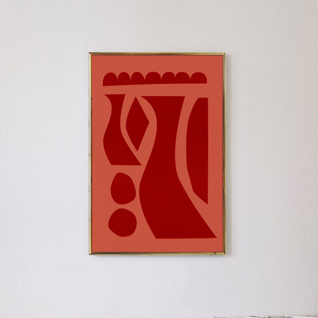 Red Abstract Shapes Art Print: Scandi Modern Digital Downloadable Print ...