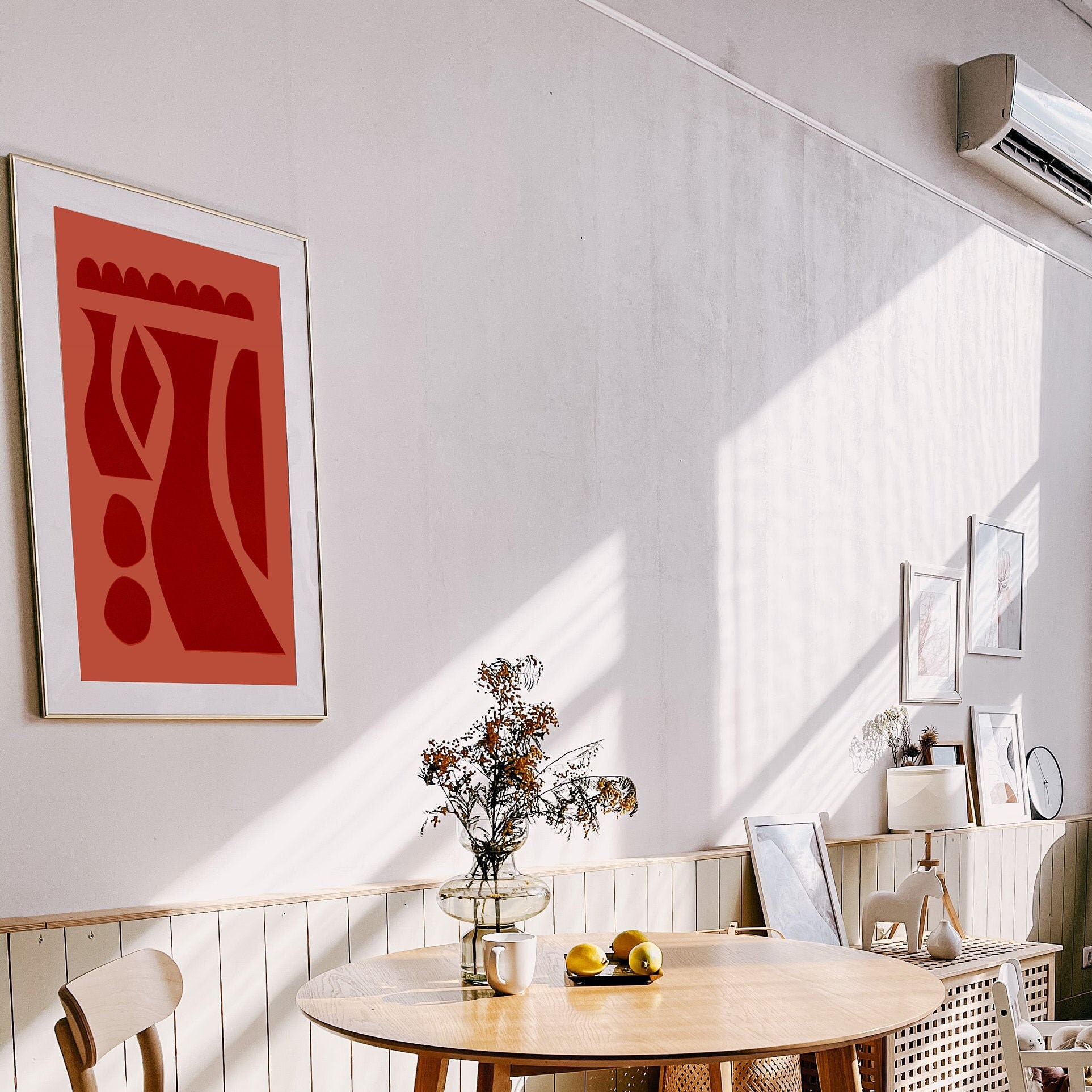 Red Abstract Shapes Art Print: Scandi Modern Digital - Etsy UK