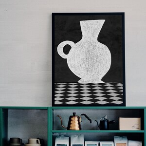 Scandi Modern Checkered Home Decor: Downloadable Wall Art, Black and ...