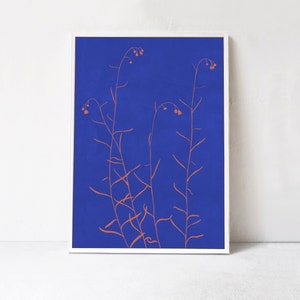 Cobalt Blue Botanical Printable Wall Art: Blue Eclectic Poster ...