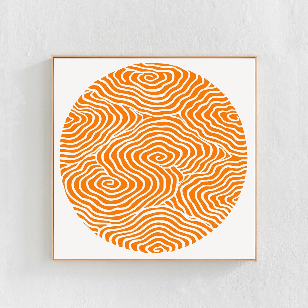 Circle Print, Square Print, Orange Wall Art, Orange Abstract Art Print ...