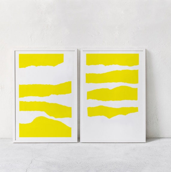 Yellow Modern Art Yellow Art Print Set Minimalist Posters | Etsy