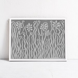 Scandi Boho PRINTABLE ART: Gray Neutral Tone Abstract Groovy Plant ...