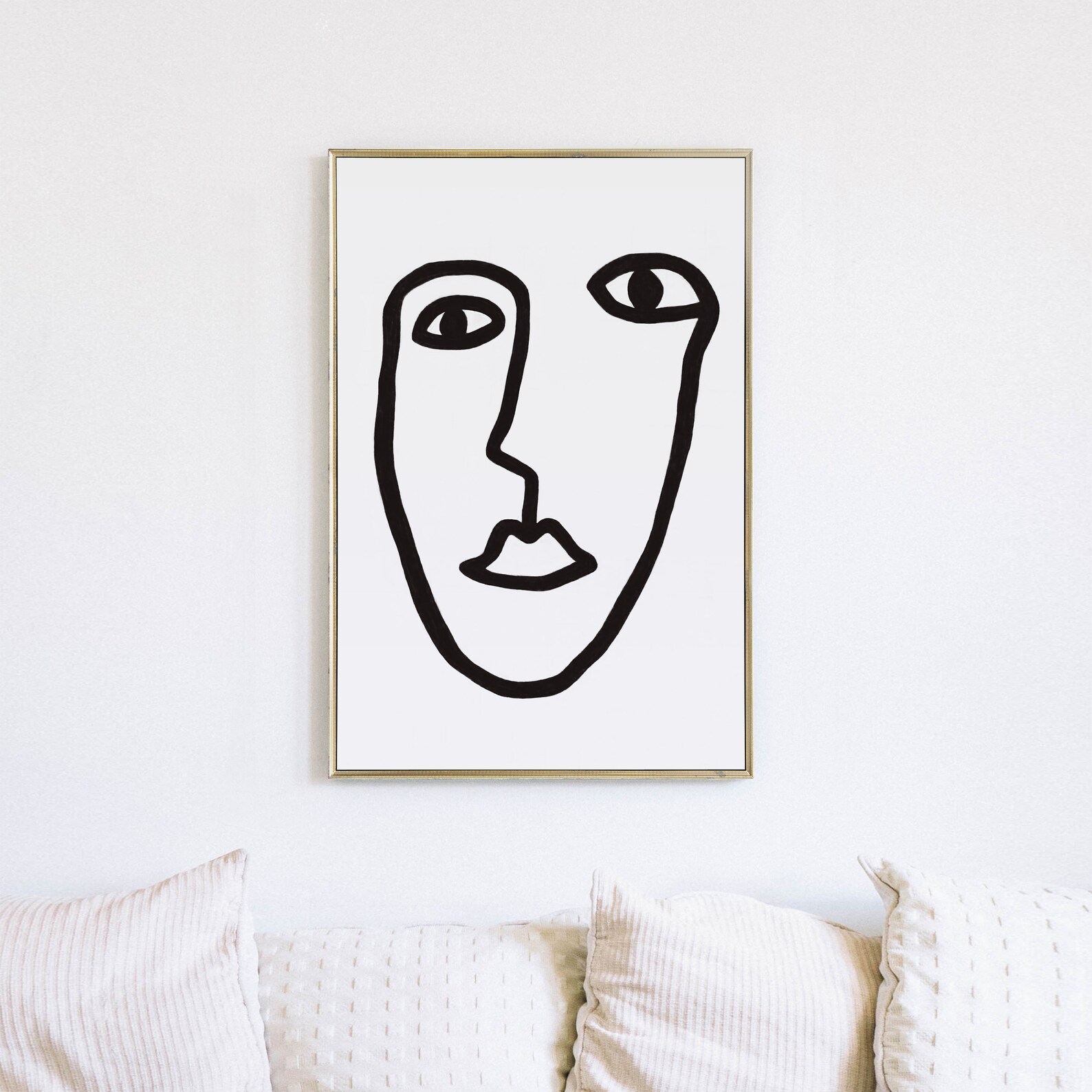 Line Art Print, Line Drawing, Face Poster Black and White Digital Print ...