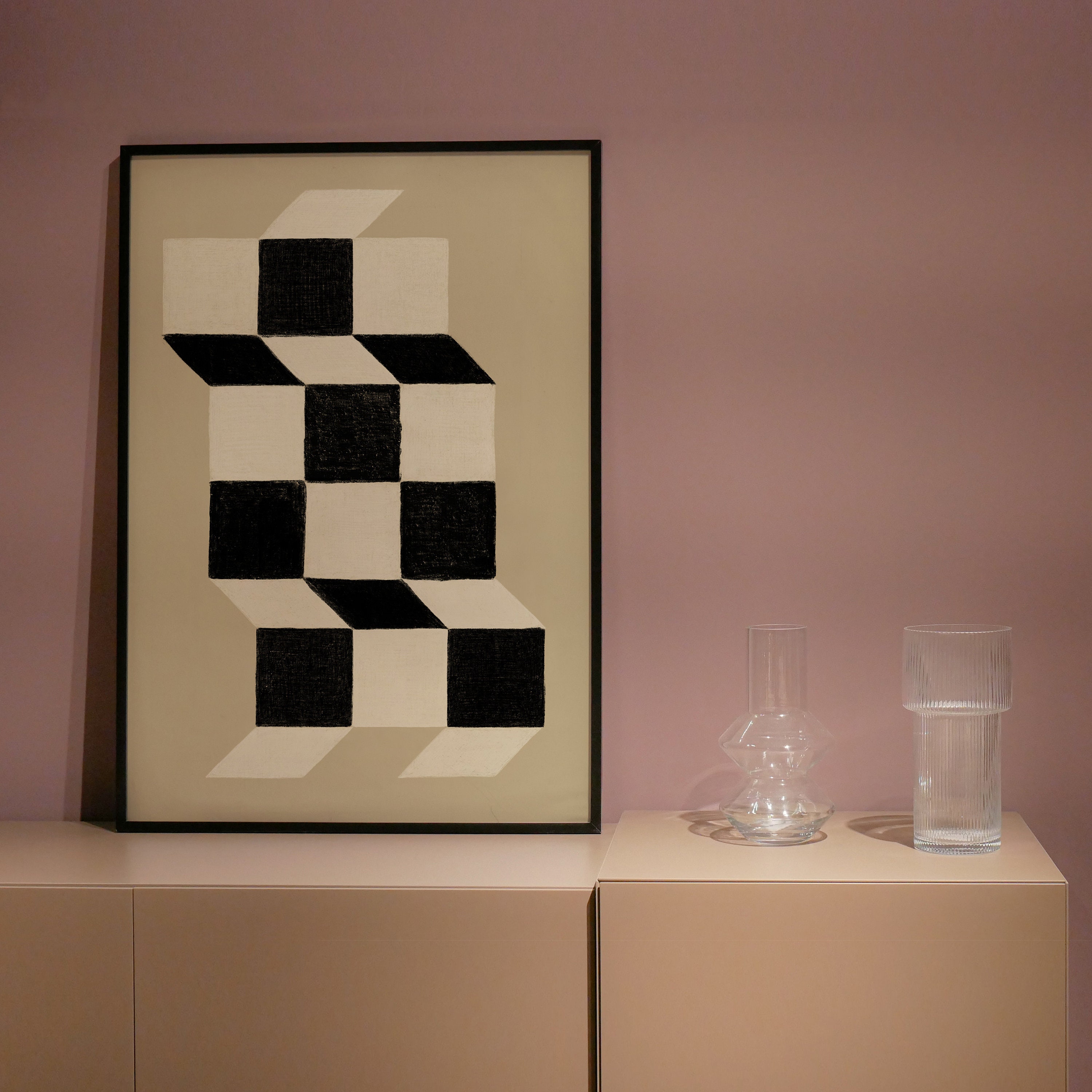 Abstract Checkered Poster Printable Wall Art in Neutral Tones - Etsy