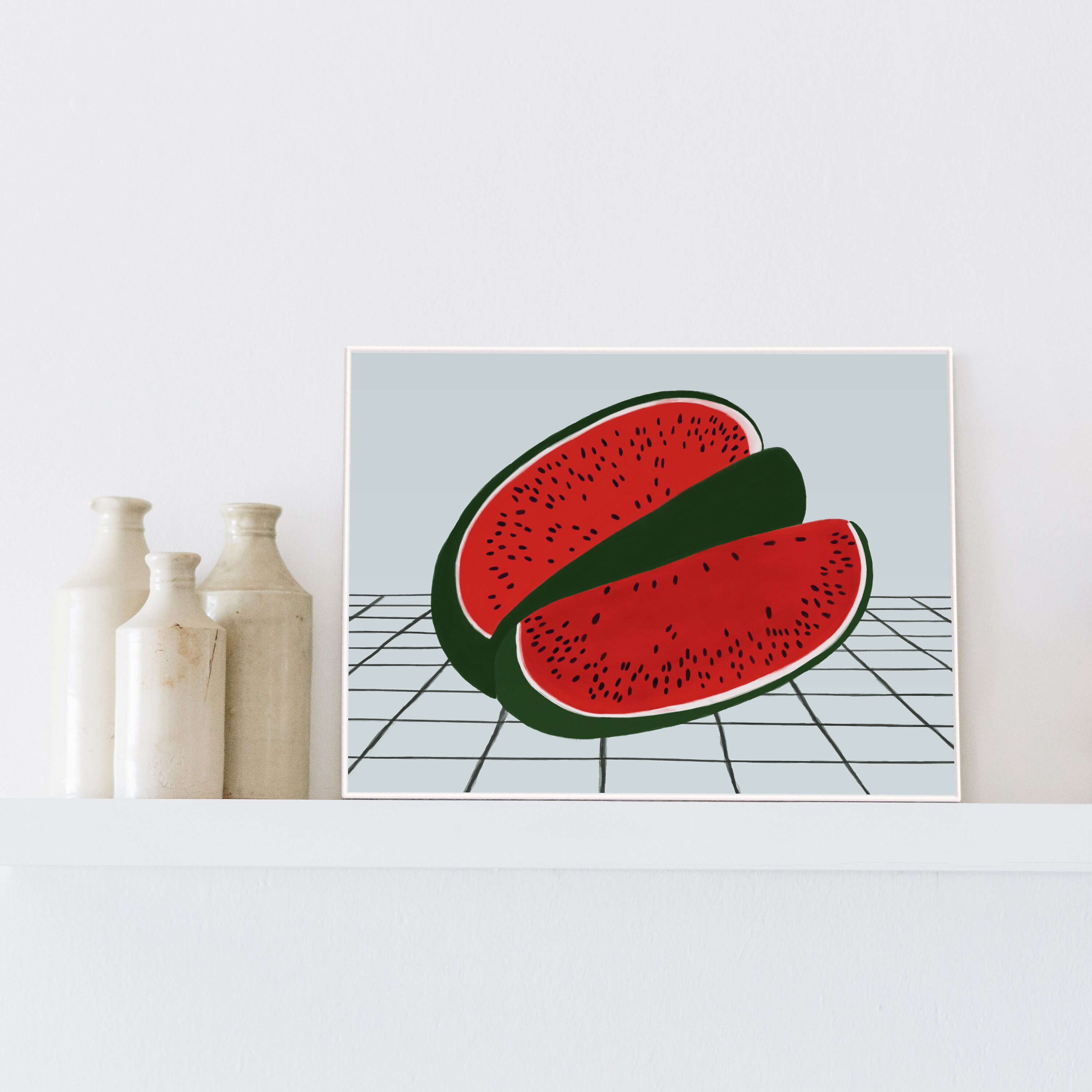 Watermelon Illustration, Still Life Downloadable Art Print ...