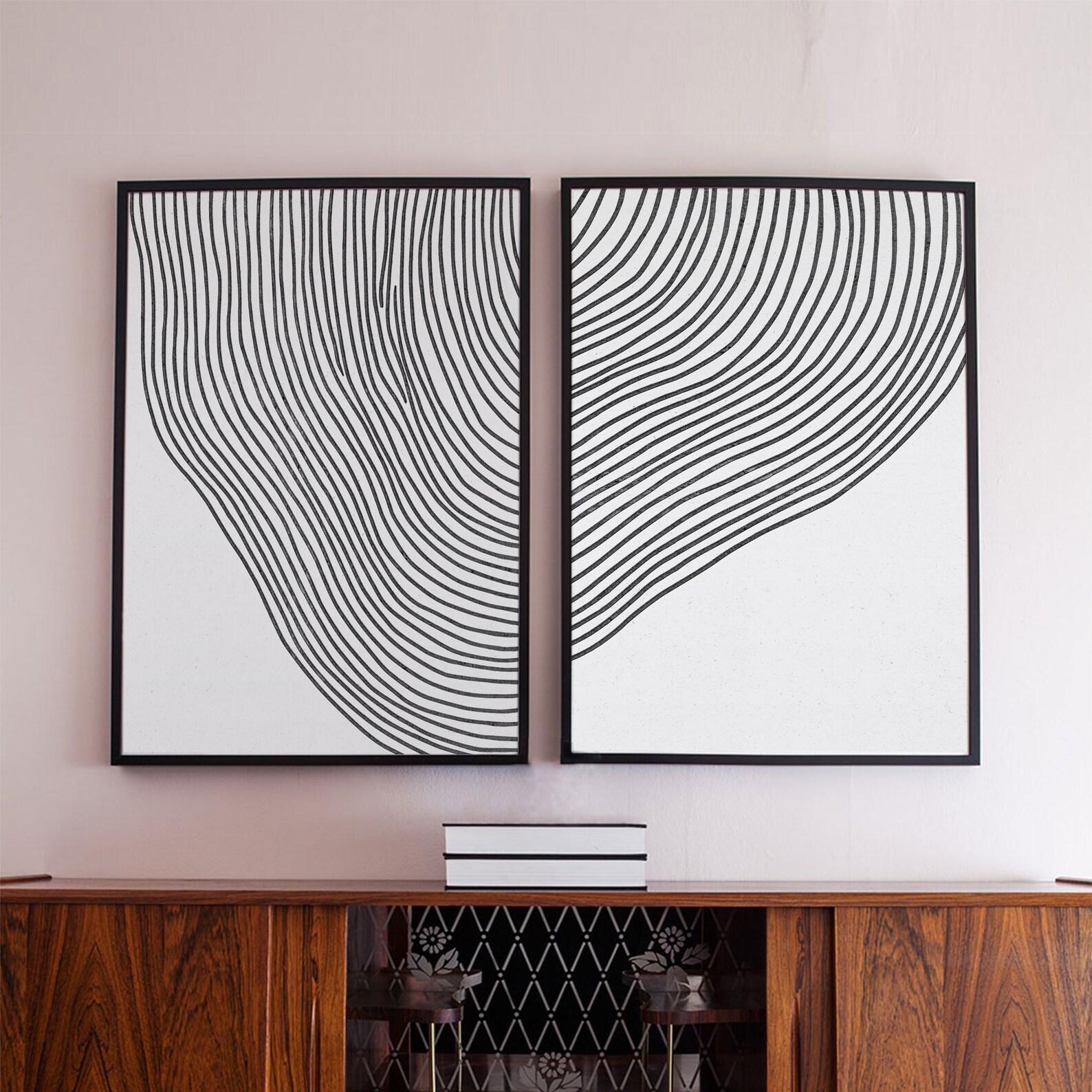 Black White Abstract Printable Art Set of 2 Abstract Art - Etsy