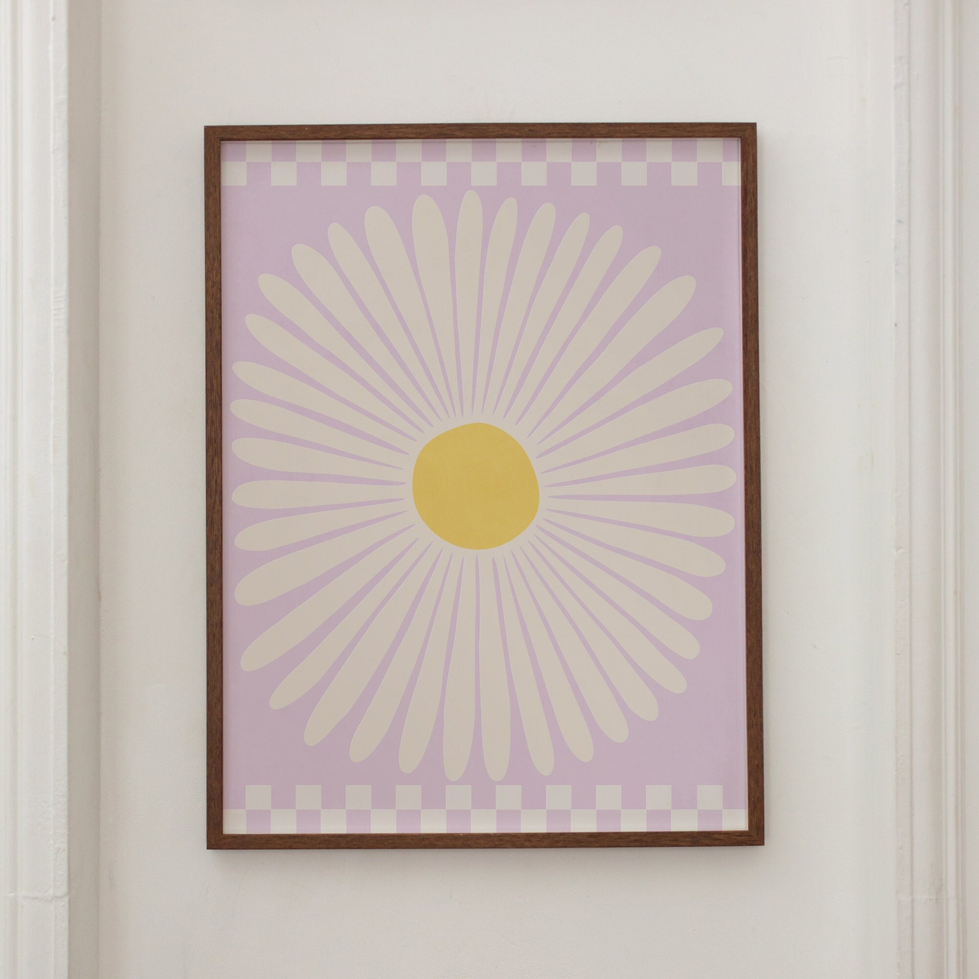 Daisy Poster, Floral Printable Art in Pastel Pink and Yellow ...