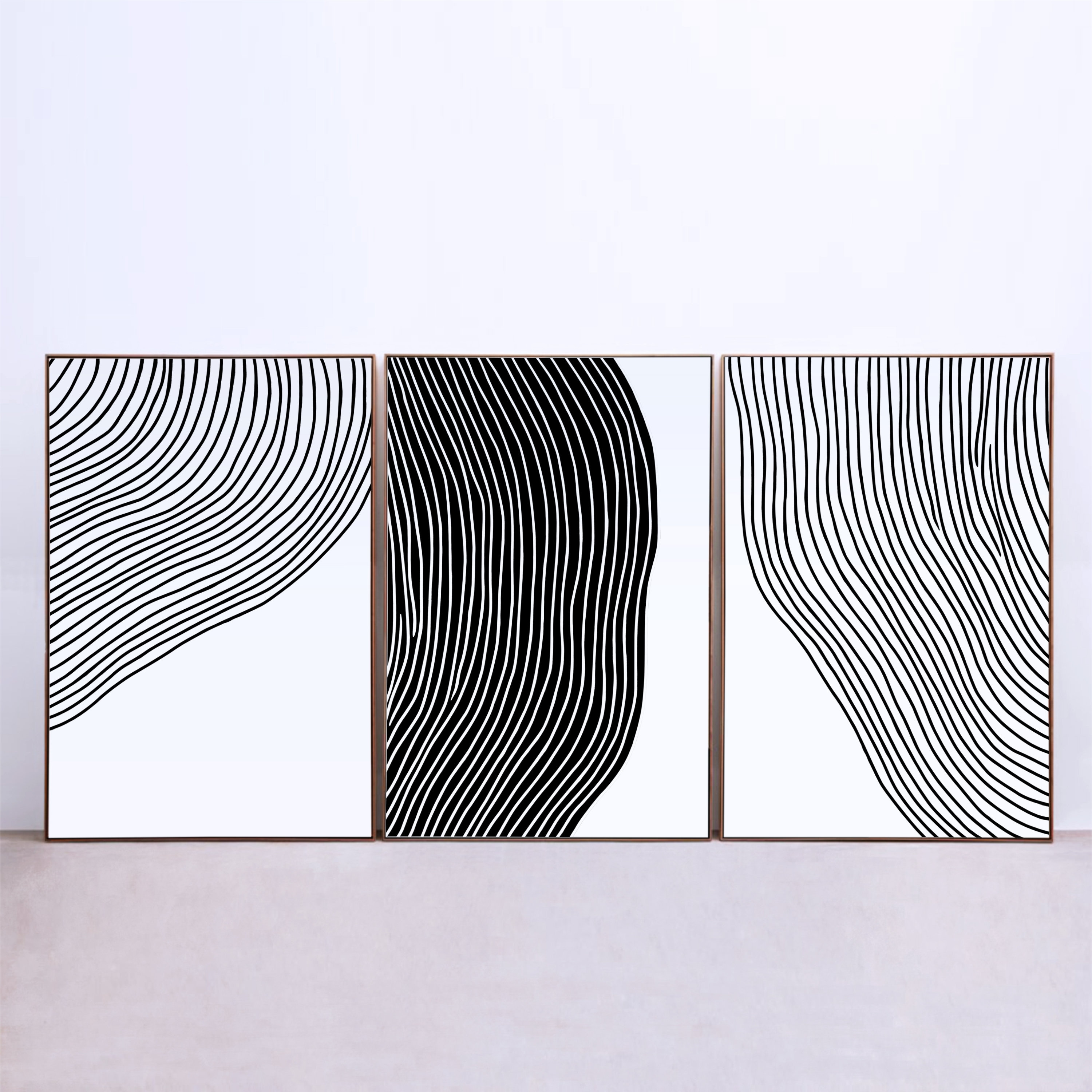 Digital Prints Prints minimalist modern abstract line wall art black ...