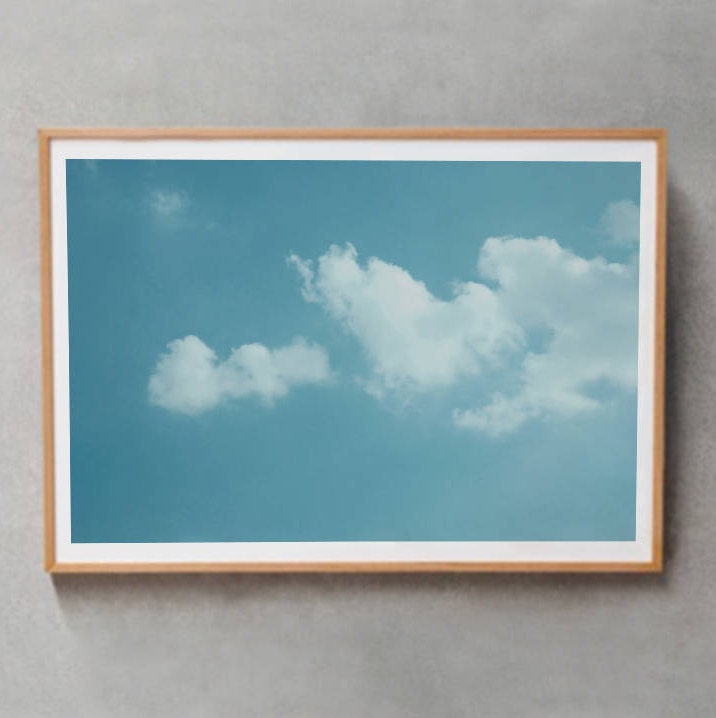 Cloud Wall Art Print, Blue Sky Photo Print, Blue Minimalist Decor ...