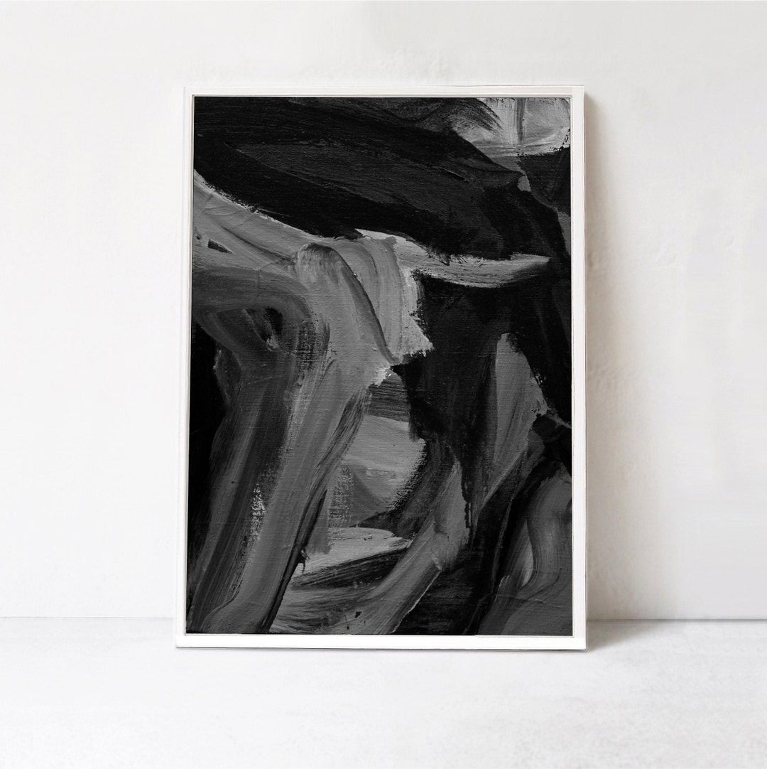 Black Abstract Art, Modern Print DIGITAL DOWNLOAD Art, Black Wall Art ...