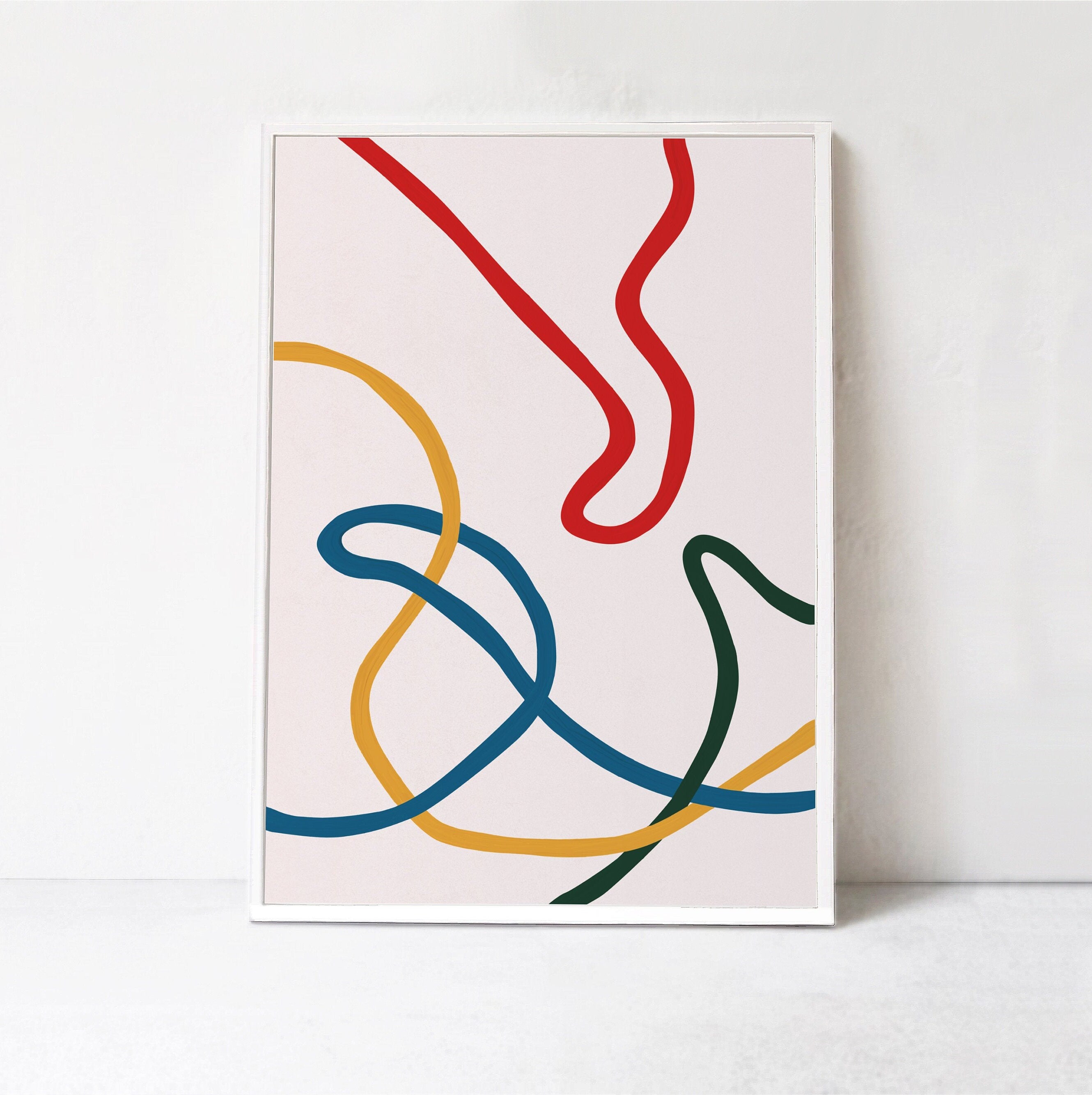 Large Abstract Art Line Art Printable Wall Art Colorful - Etsy