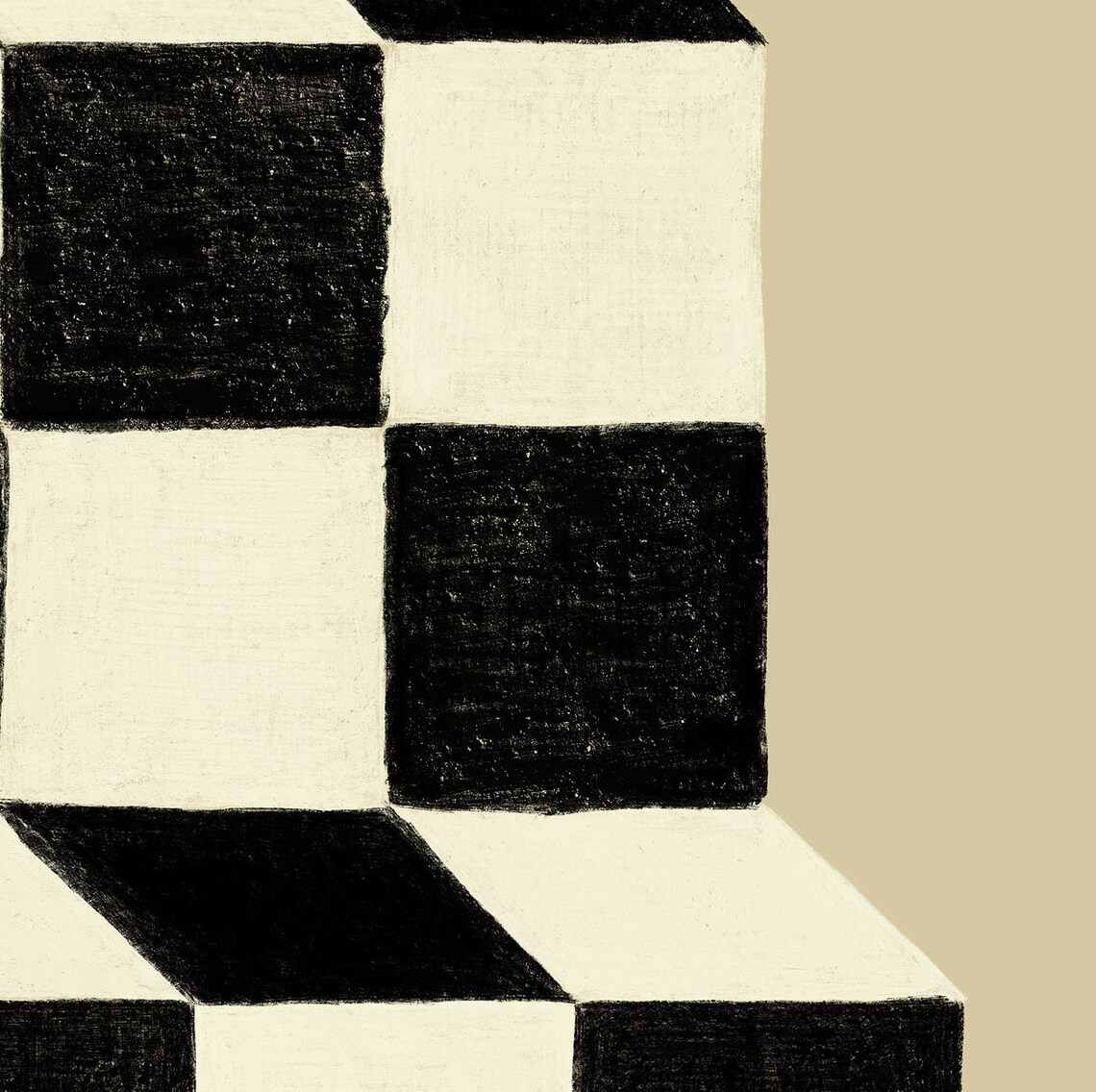 Abstract Checkered Poster Printable Wall Art in Neutral Tones, Beige ...