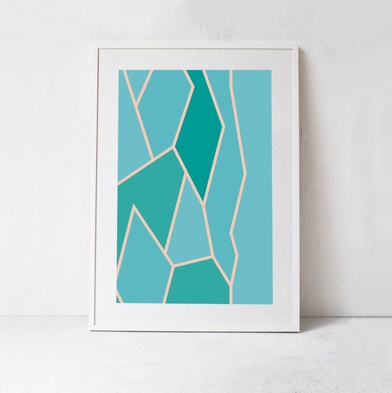 Turquoise Blue Geometric Print Turquoise Art Geometric | Etsy
