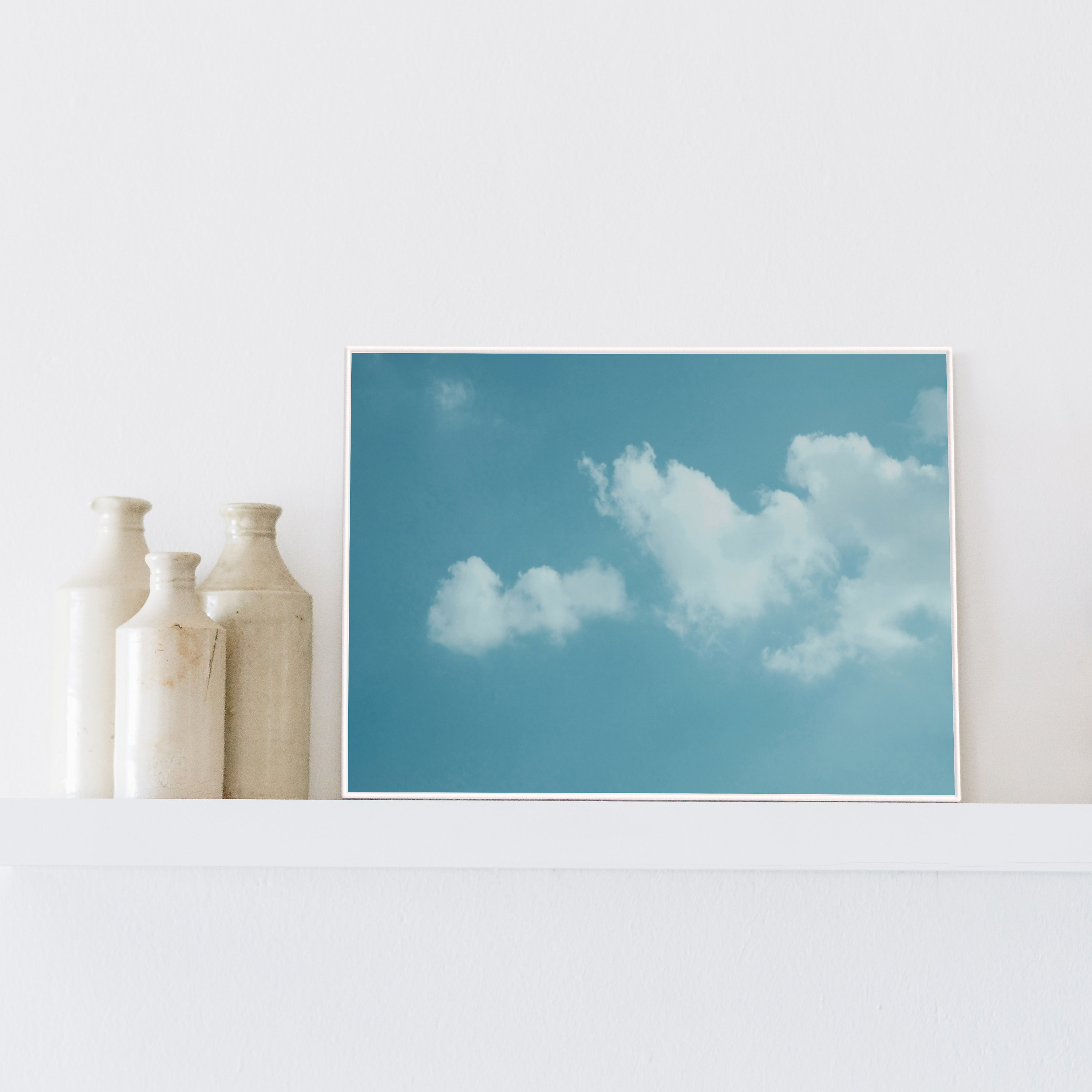 Cloud Wall Art Print, Blue Sky Photo Print, Blue Minimalist Decor ...