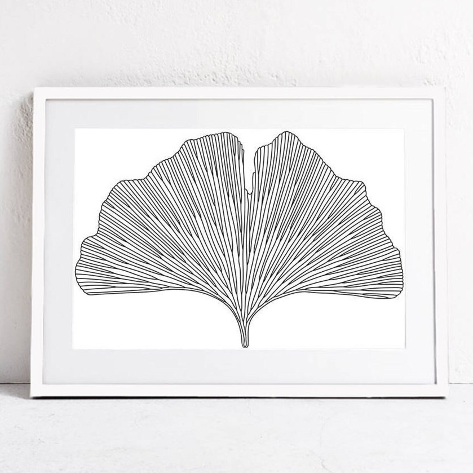 Gingko Print Minimalist Gingko Leaf Art Horizontal Black and - Etsy
