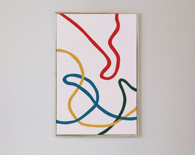 Large Abstract Art, Line Art Printable Wall Art, Colorful Poster Print ...