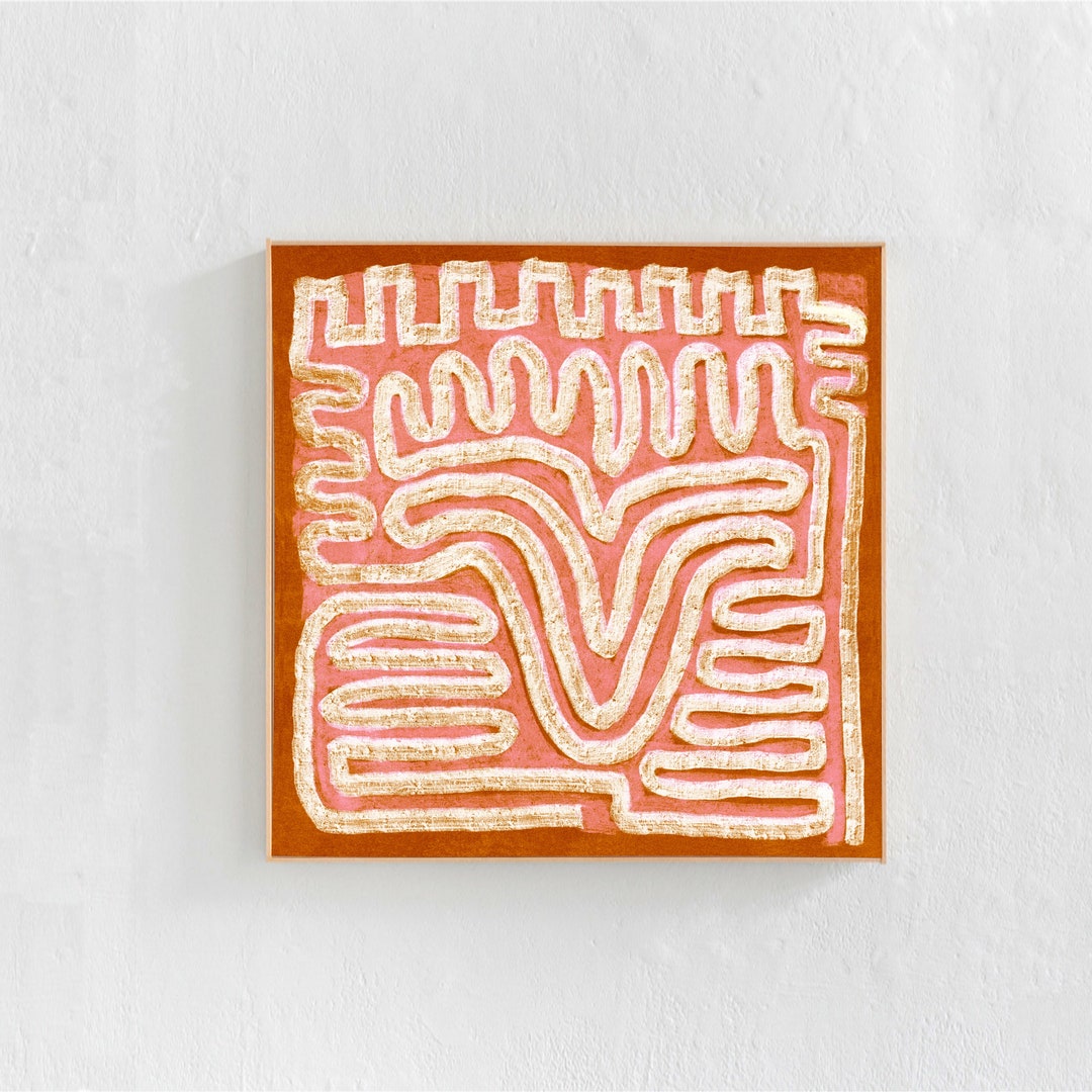 Abstract Squiggle Lines Printable Art, Orange and Beige Downloadable ...