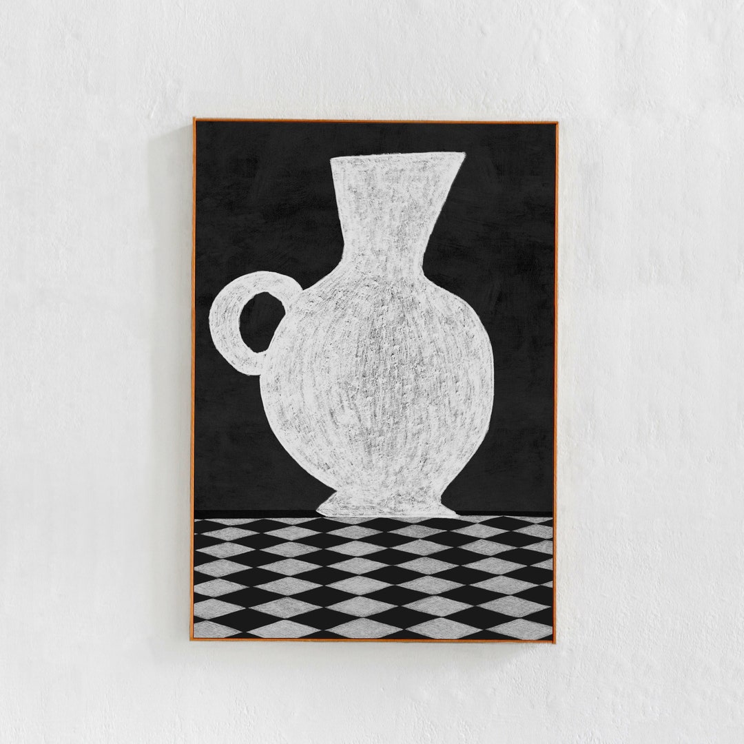 Scandi Modern Checkered Home Decor: Downloadable Wall Art, Black and ...