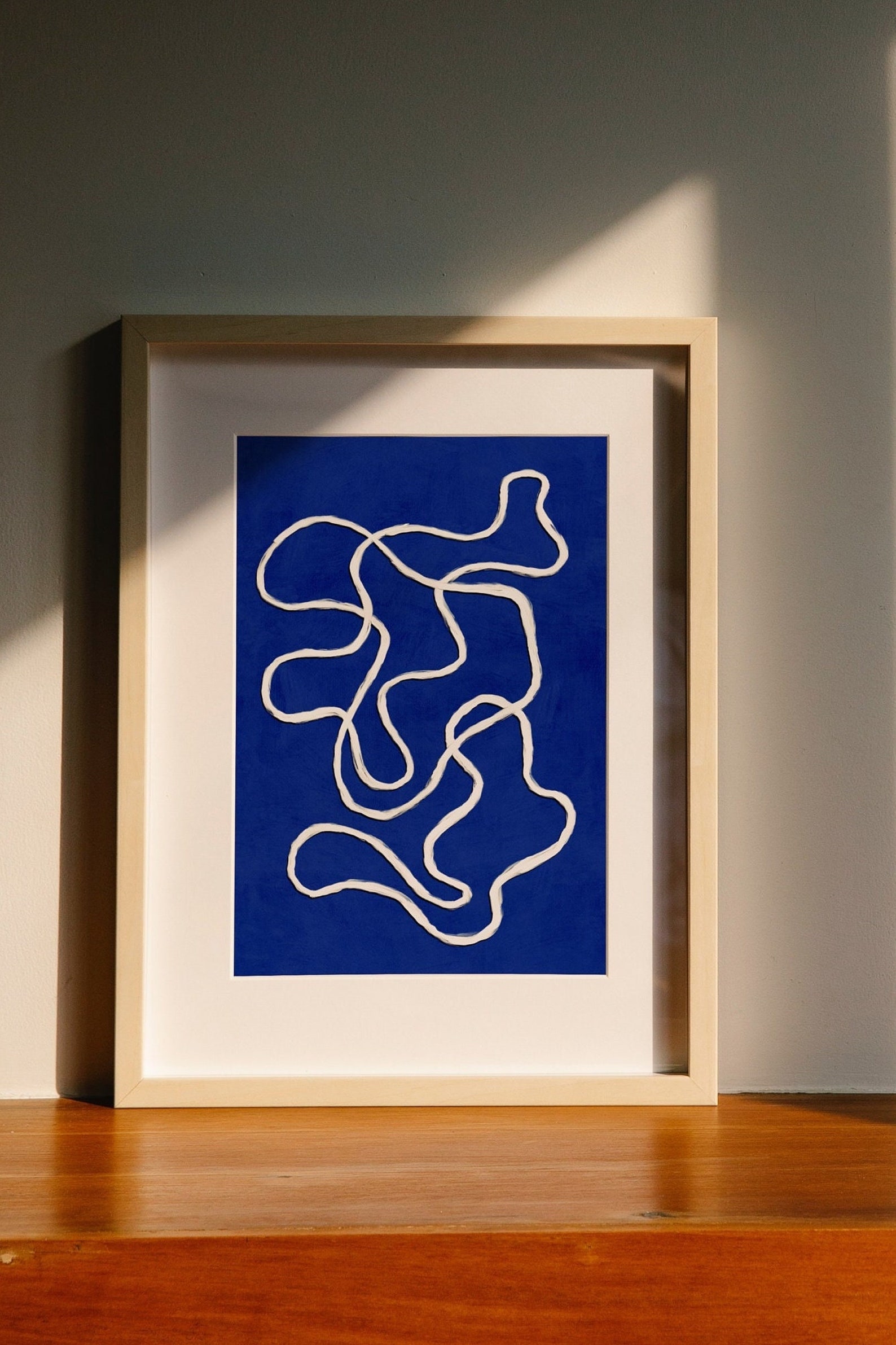 Cobalt Blue Abstract PRINTABLE Wall ART: Modern Scandi Style Line Art ...