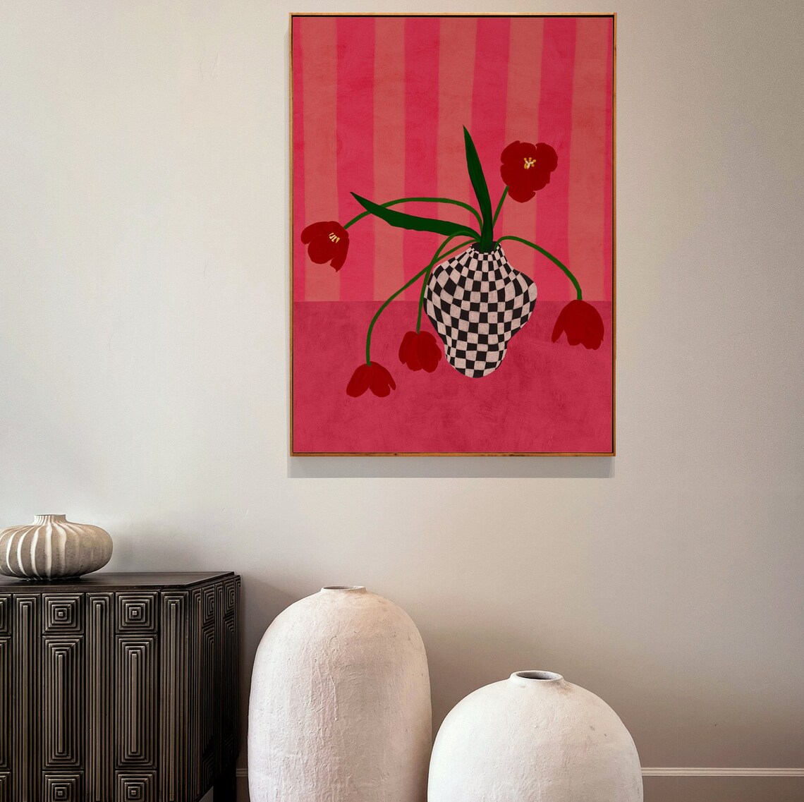 Contemporary, Eclectic Wall Decor in Berry Pink Tones DOWNLOADABLE ART ...