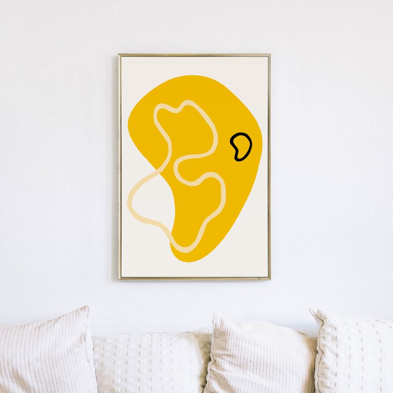 Mid Century Modern Art Print Poster Yellow Abstract Art Print - Etsy