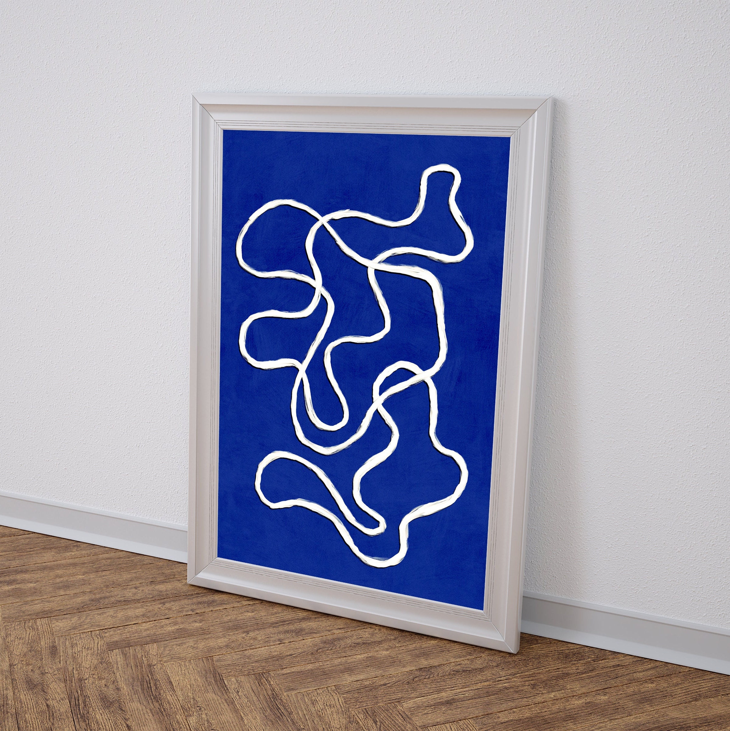 Cobalt Blue Abstract PRINTABLE Wall ART: Modern Scandi Style Line Art ...